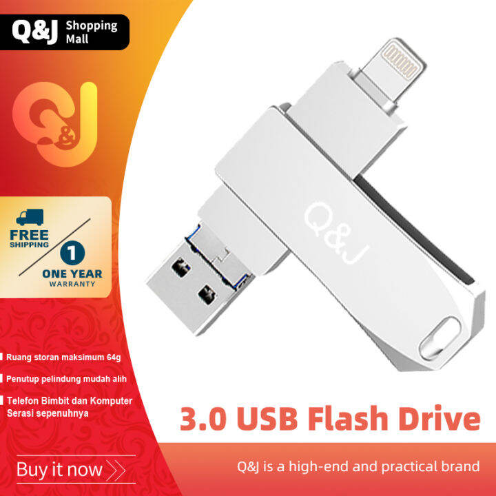 (Local Stock)Q&J USB Flash Drive 64GB USB C Memory Stick Android Phone ...