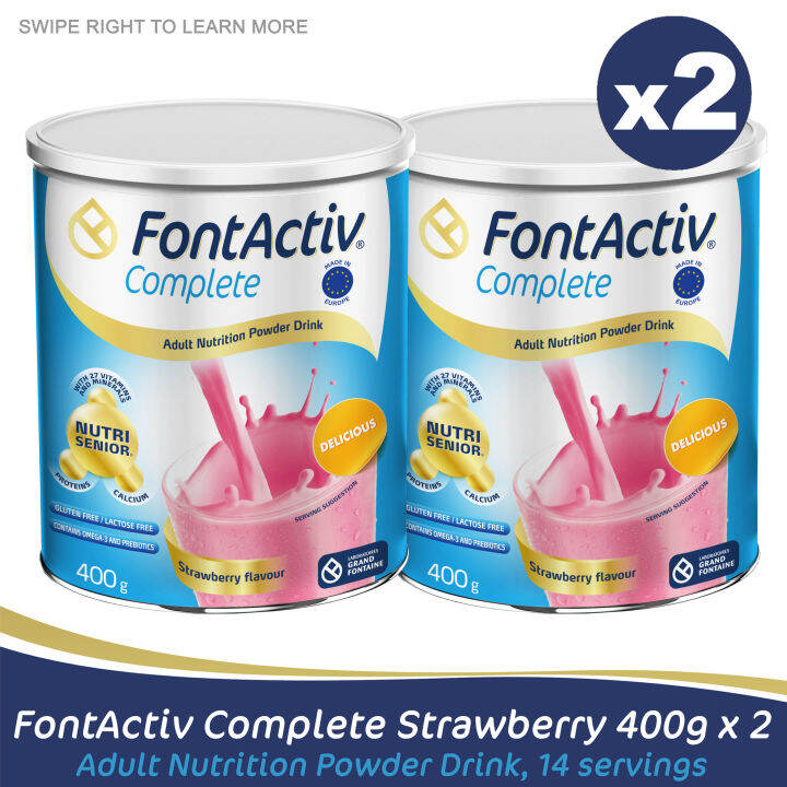FontActiv Complete Strawberry 400g - Bundle of 2 - Adult Nutrition ...