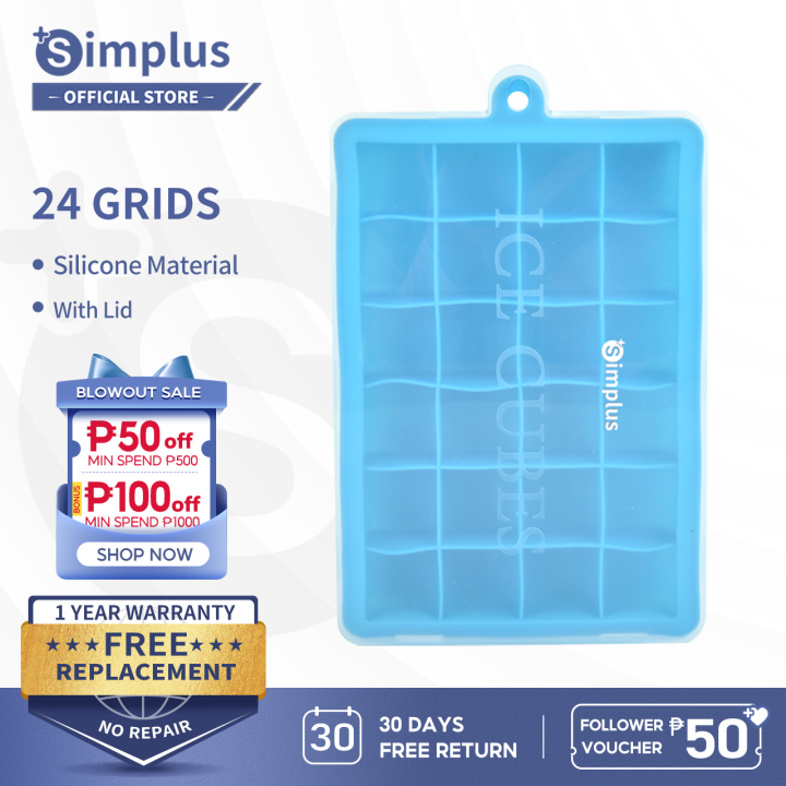 Simplus 24 Grid Silicone Ice Cube Trays Ice Molder With Lid Ice | Lazada PH