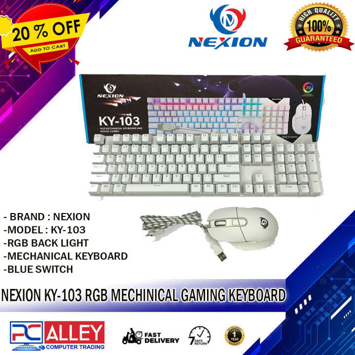 NEXION KY-103 MECHANICAL RAINBOW BACKLIT WIRED GAMING KEYBOARD AND ...