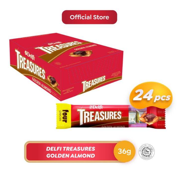 Delfi Treasures Cokelat Golden Almond 36 g ( 24pcs / Box ) | Lazada ...