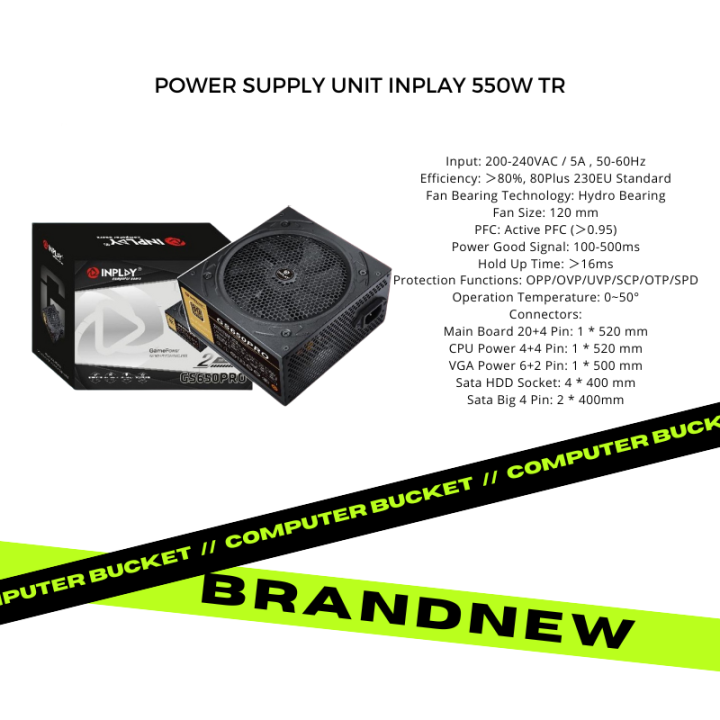 POWER SUPPLY UNIT INPLAY 550W TR | Lazada PH