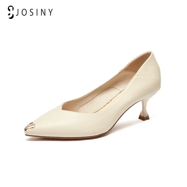 JOSINY รองเท้าส้นสูงของผู้หญิงรองเท้าแหลมนิ้วเท้าหนัง PU ทุกวันสำนักงาน ...