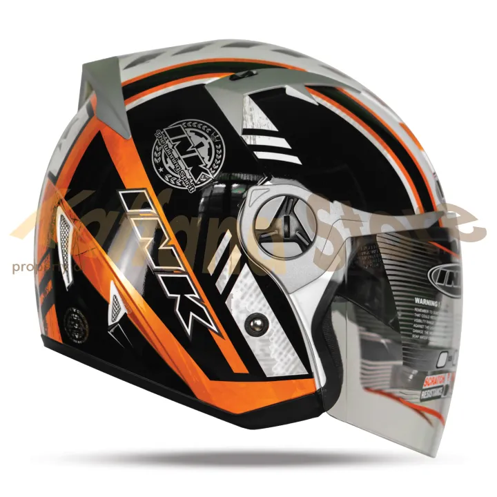 Helm INK Enzo #2 Black Blue/Orange Double Visor Original | Lazada Indonesia