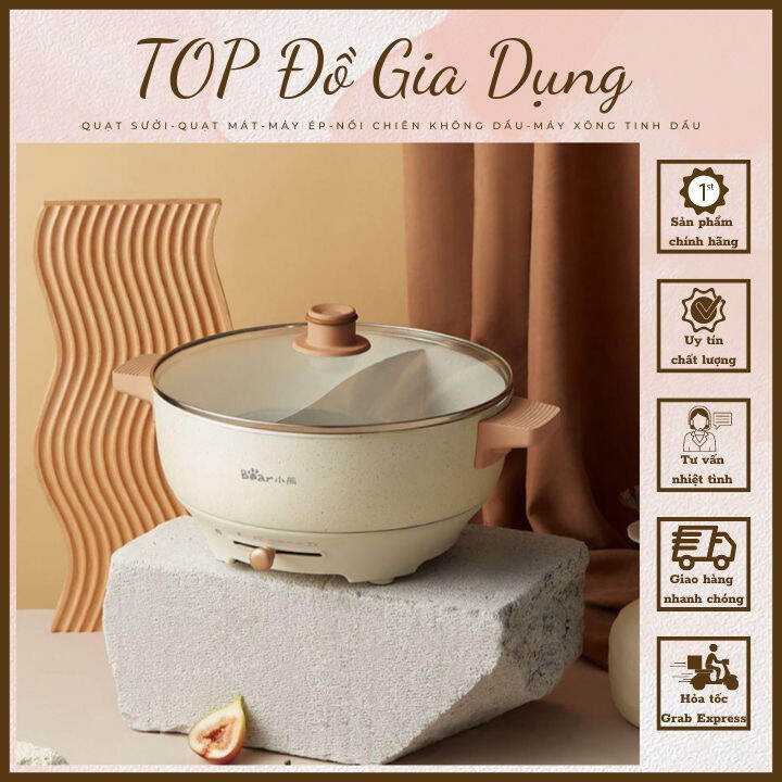 Nồi Lẩu Nướng Điện 2 Ngăn Uyên Ương 5L Bear Dhg-C50K1 Lòng Nồi Chống Dính, Đun Sôi Nhanh- Bảo ...