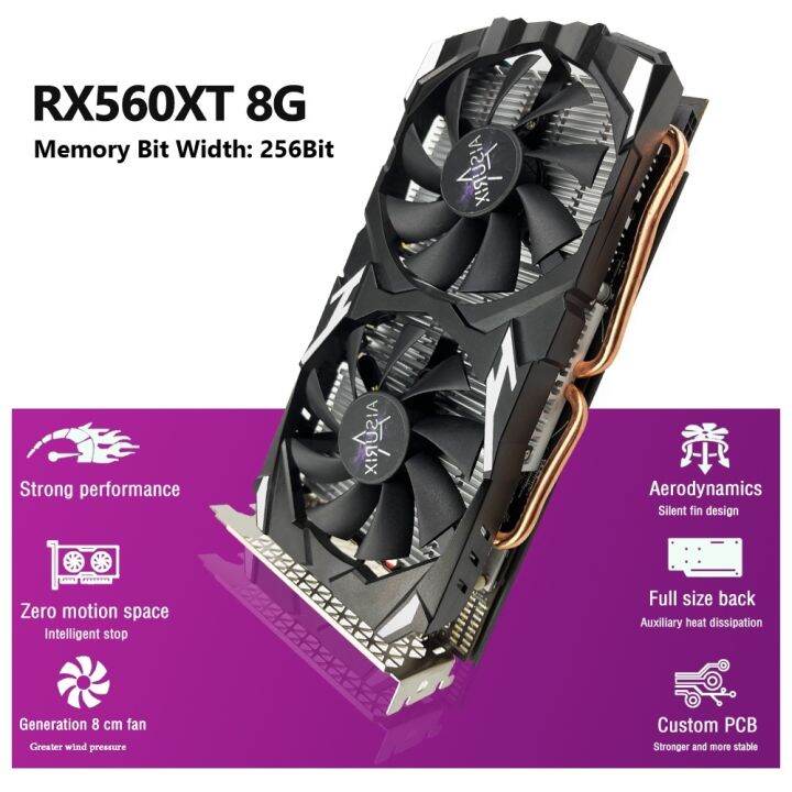 AISURIX AMD RX 560XT 8GB GDDR5 256Bit Graphics Card Dual Fans GPU ...