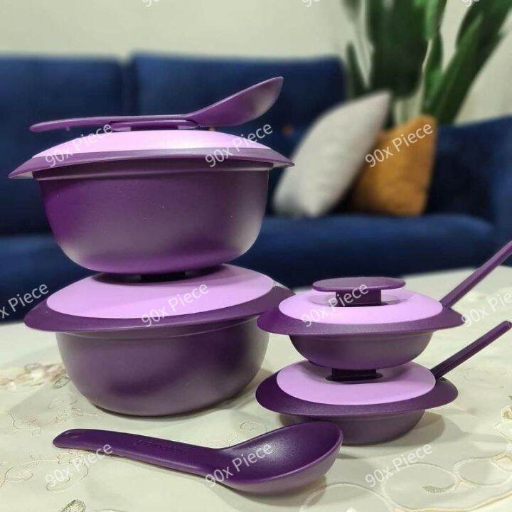 (Ready Stock) Tupperware Purple Royale Round Server with Serving Spoon ...
