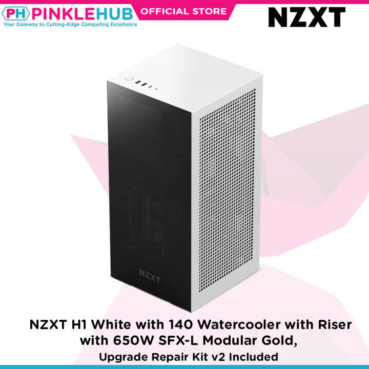 PinkleHub | NZXT H1 White with 140 Watercooler with Riser with 650W SFX ...