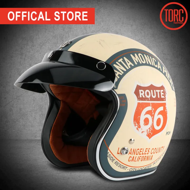 Torc T50 Jet Topi Keledar Motosikal Topi Keledar Muka Terbuka Retro ...