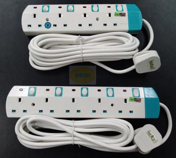 * READY STOCK * 5 METER WIRE DLX EXTENSION TRAILING SOCKET [ 4 GANG / 5 ...