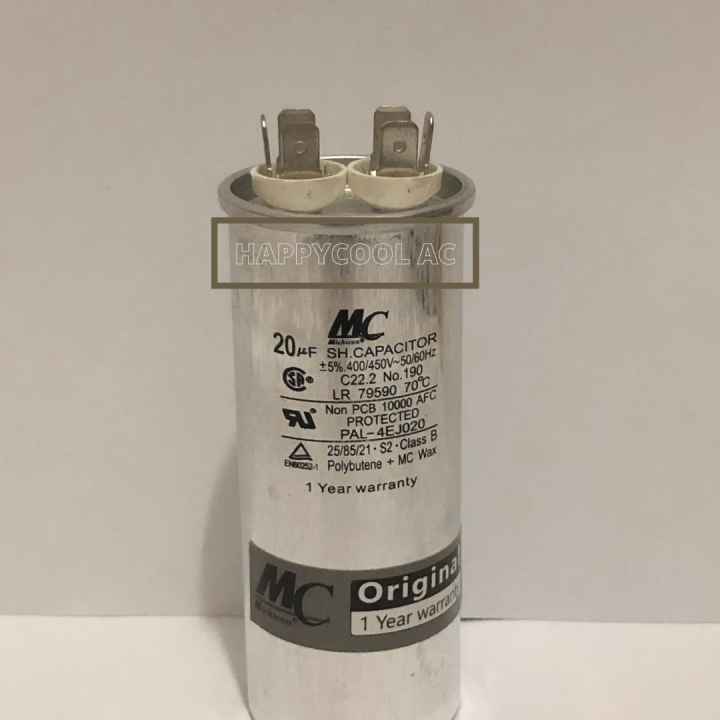Kapasitor 20 uF / 20 mikro Merk MC 2 kaki Capacitor AC 20 mikro ...