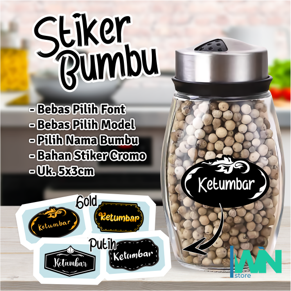 (50pcs) - Stiker Bumbu - Stiker Nama Bumbu Dapur - Label Stiker Bumbu ...