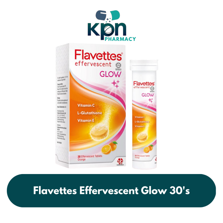 Flavettes Effervescent Glow Vitamin C Whitening/Pemutih Glutathione 30 ...