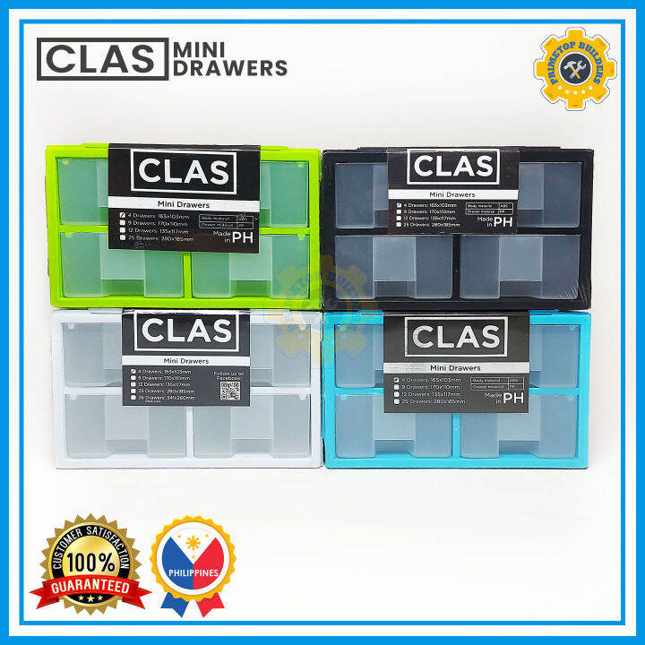 Clas 4 Mini Drawer Cabinet Plastic Storage Organizer (Black/White/Gray ...