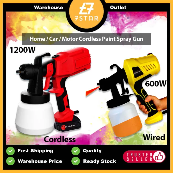 7star 21V Cordless Electric Paint Spray Gun 1200W 800ml High Power ...