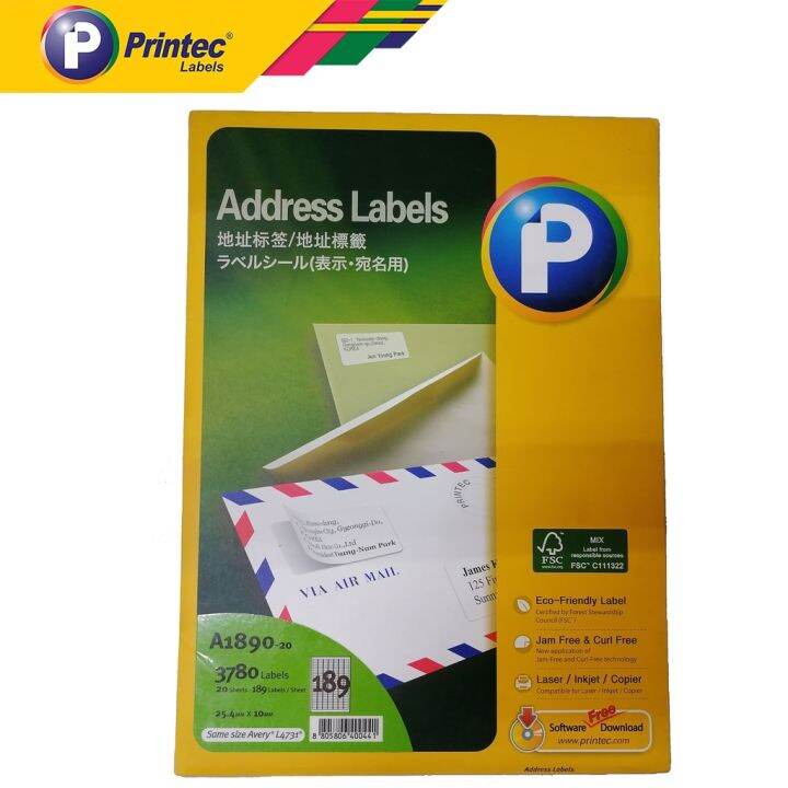 Printec Address Labels 20'S | Lazada PH