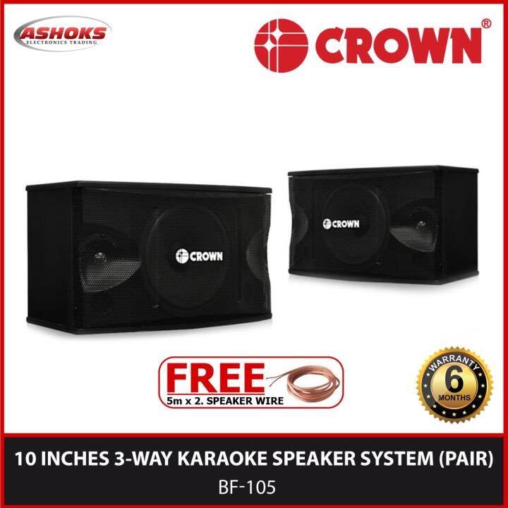 Crown BF 105 10inch 3 Way Speaker / Karaoke Speaker / Speaker Wire 5m ...
