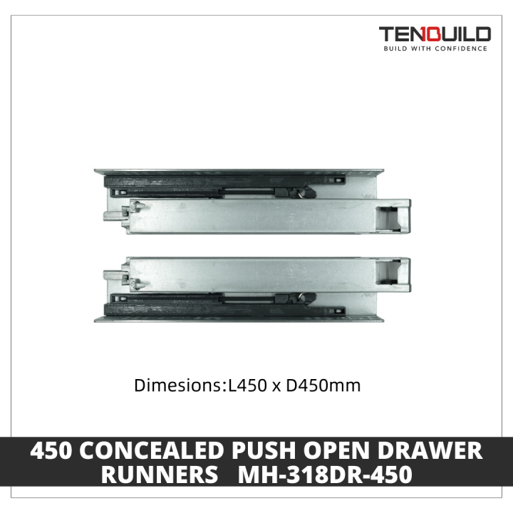 Tenbuild 450 Concealed Push Open Drawer Runners MH-318DR-450 | Lazada PH