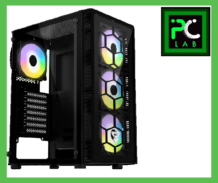 Fantech CG73 Hexa Middle Tower Case with 4x120mm Rainbow Fans- Black ...