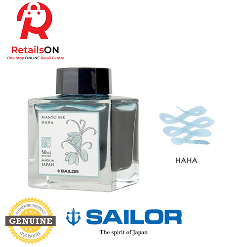 Sailor Manyo Ink – Haha (Glacier Blue) - 50ml Bottle / Fountain Pen Ink ...