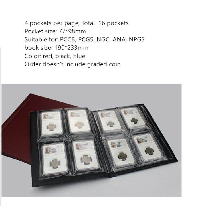 Graded coin album certified coin slab book 16pockets coin capsules ...