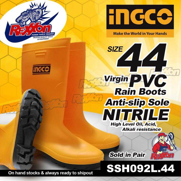 INGCO Size 44 PVC Nitrile Rain Boots SSH092L.44 Rexxon Power Tools ...