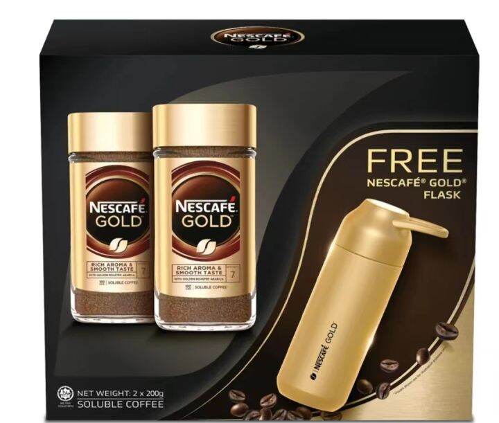 NESCAFE Signature Gold Coffee 2x200g Jar free flask | Lazada