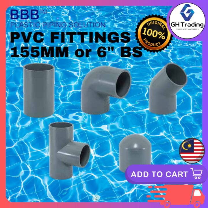 PVC Fitting 155mm 6" BS Socket Elbow 45 Tee PT Socket V Tank Connector ...