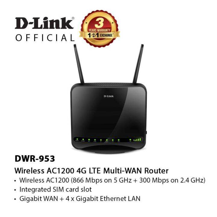 D-Link DWR-953 Wireless AC1200 4G LTE Multi‑WAN Router | Lazada
