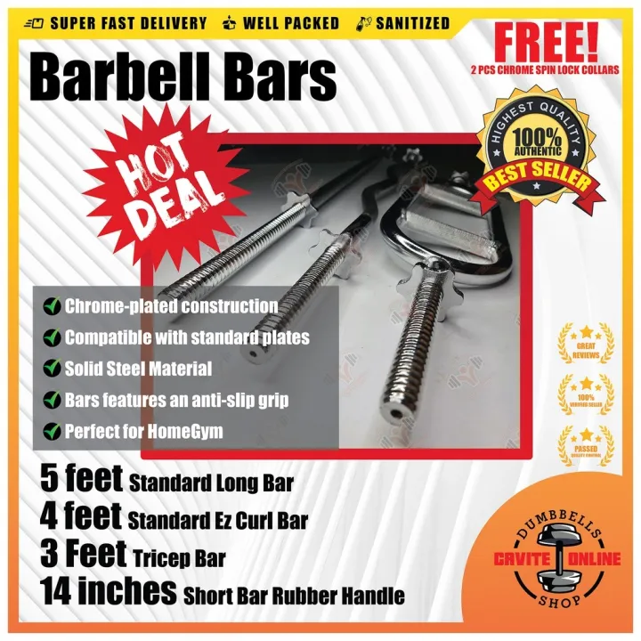 Ez Curl Bar 4FT Long Bar 5FT Tricep Bar Dumbbell Barbell Weight Plates ...