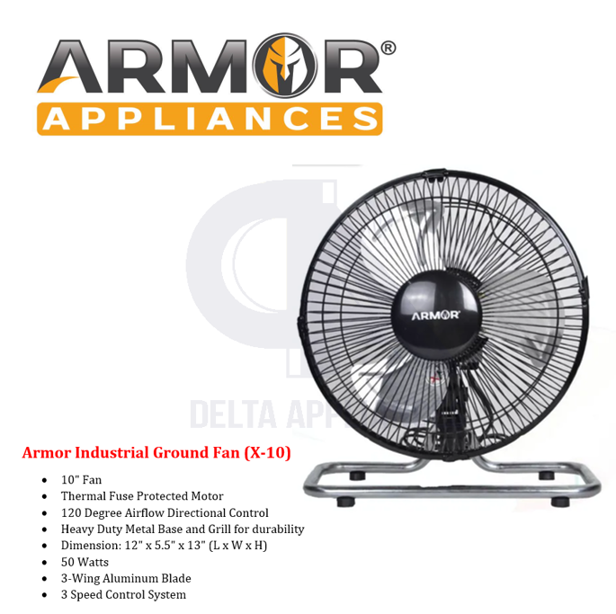 Armor Mini Industrial Ground Fan Floor Desk Fan w/ Oscillating Original ...