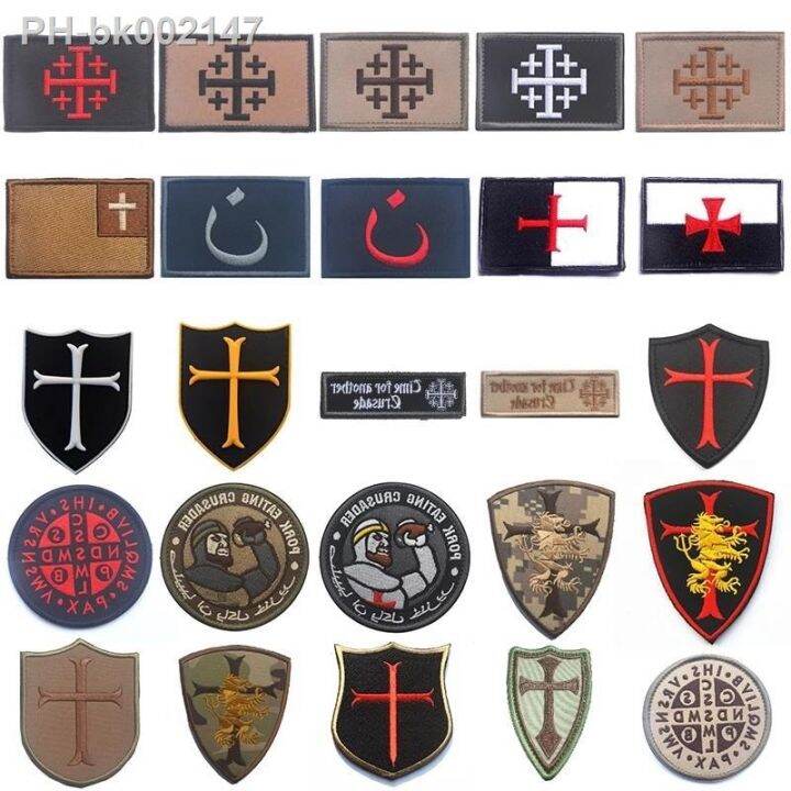 ¤ Knights Templar Embroidered Patches Cross Military PVC Patches ...