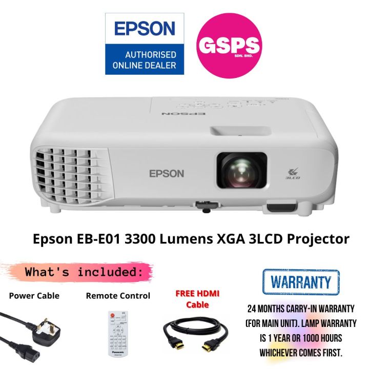 Epson EB-E01 3300 Lumens XGA 3LCD Projector | Lazada