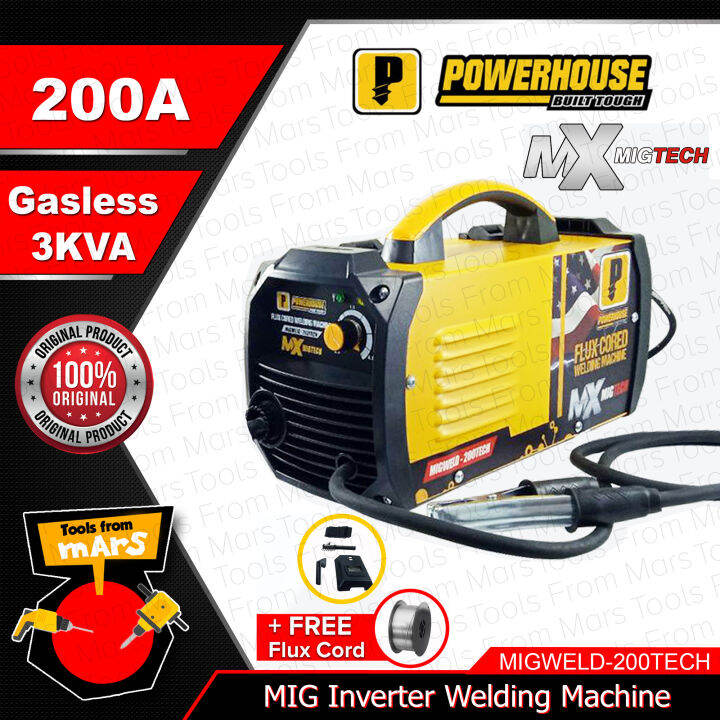[GASLESS] POWERHOUSE MIGWELD-200TECH Gasless MIG Inverter Flux Cored ...