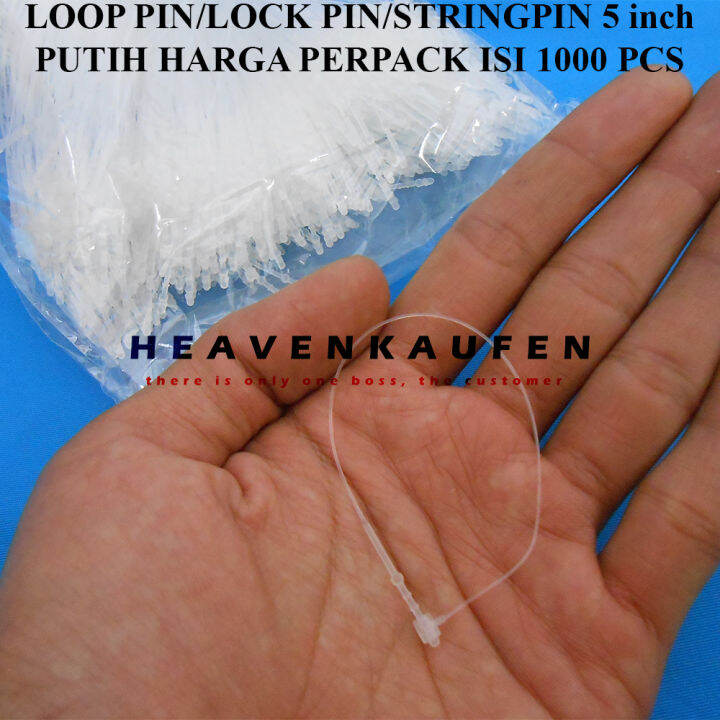 Tali Hangtag Label Merek / String Pin Loop Pin Lock Pin Putih 5 inch ...