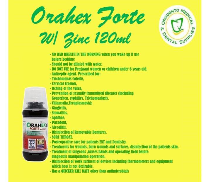Orahex Forte with Zinc Mouth Wash 120ml Effective against sorethroat ...