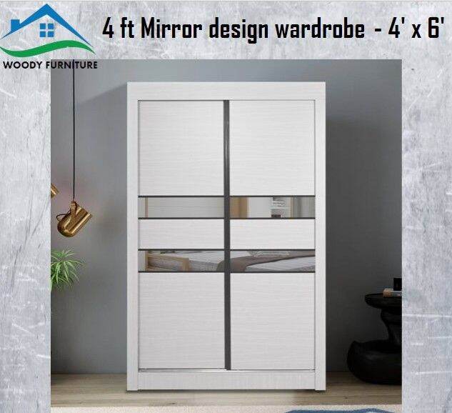 4 feet wardrobe with mirror design sliding door | Lazada