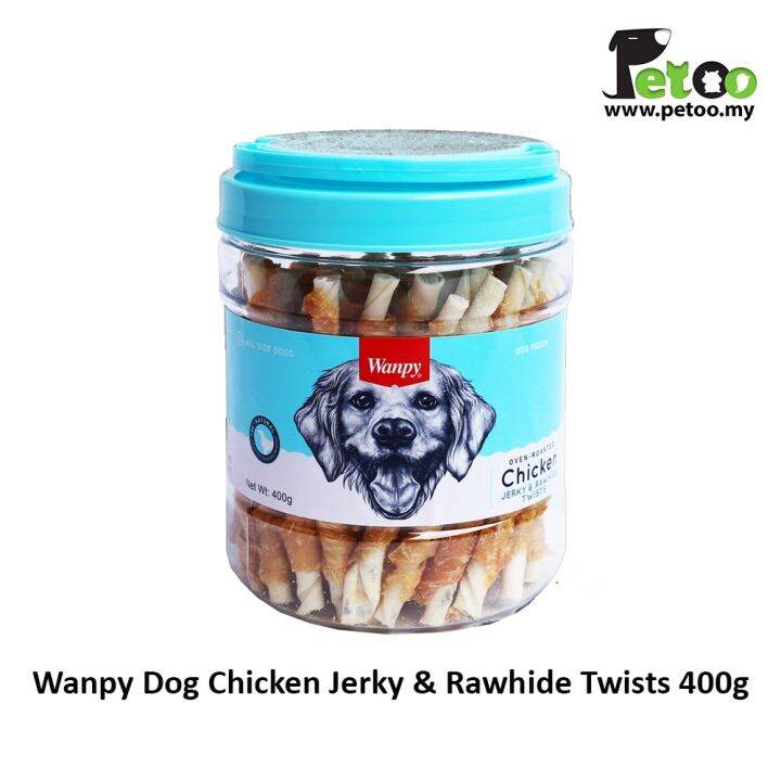 Wanpy Dog Chicken Jerky & Rawhide Twists 400g | Lazada
