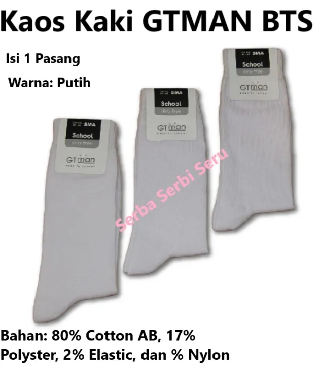 Kaos Kaki GTMAN BTS Sekolah Putih Polos Isi 1 Pasang | Lazada Indonesia