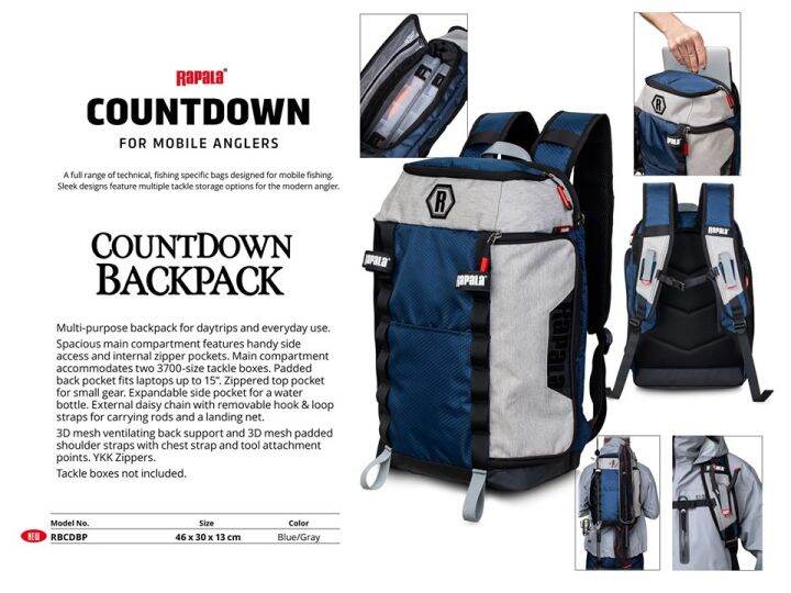 กระเป๋า สะพายหลัง RAPALA Countdown รุ่น RBCDBP Back pack กระเป๋าเป้ มีช่องเก็บคีม ด้านหน้า ...