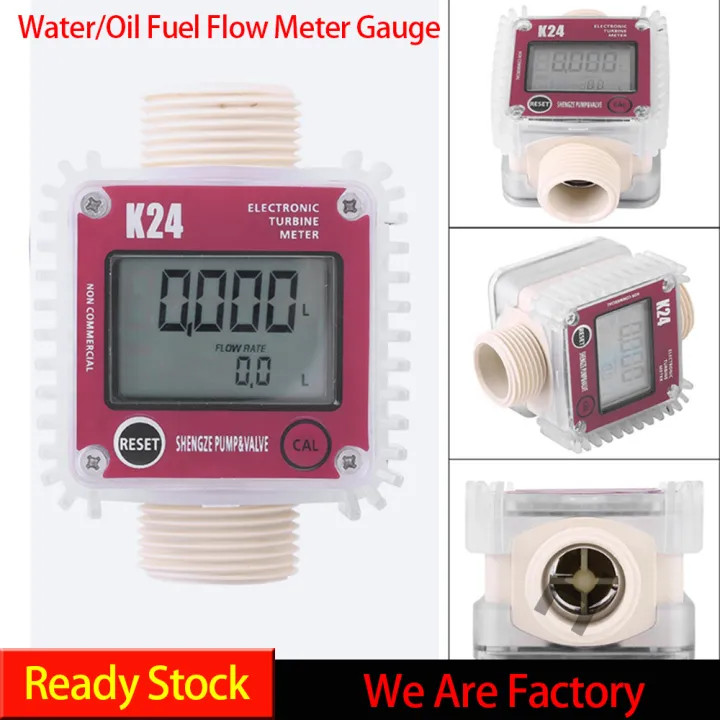 【Ready Stock】Digital K24 Turbine Diesel Oil Fuel Flow Meter Gauge LCD Fuel Flow Meter Chemicals ...