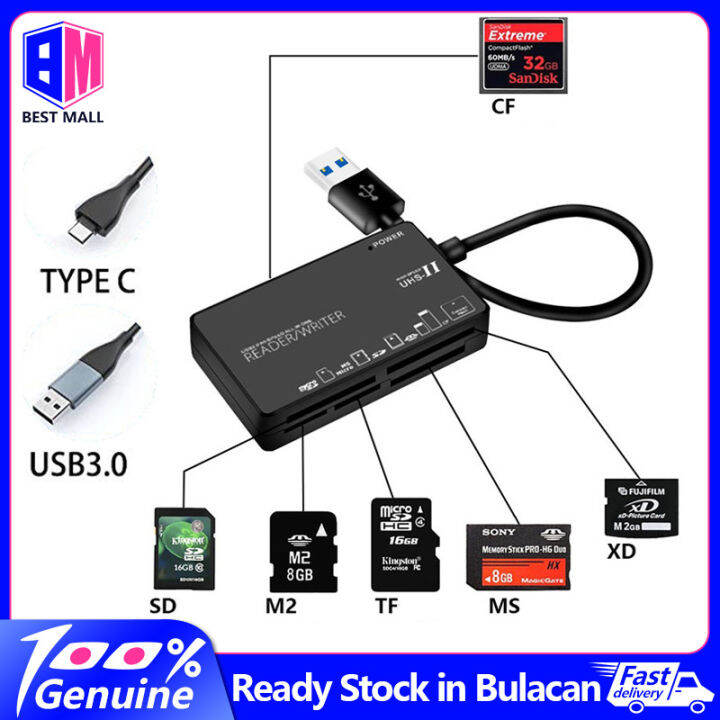 All In One SD/XD/CF/TF/MS/M2 Card Reader USB Port Type C Ports Memory ...