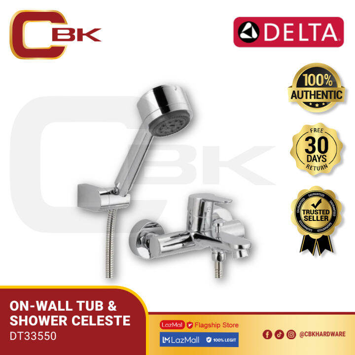 DELTA DT33550 TUB & SHOWER FAUCET ON-WALL CELESTE 1-LEVER HANDLE CHROME ...