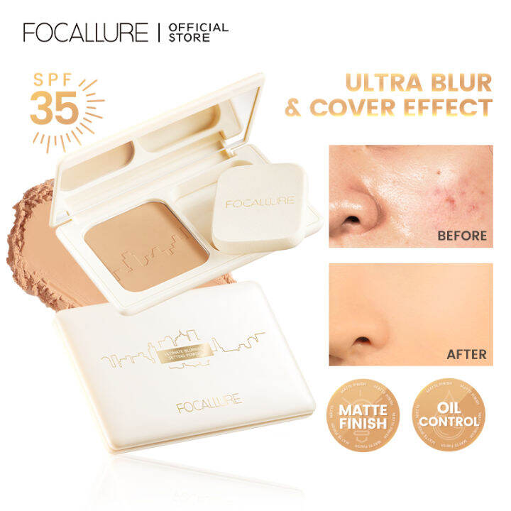 FOCALLURE ModernUrban Pressed Powder Foundation High Coverage Two Way ...