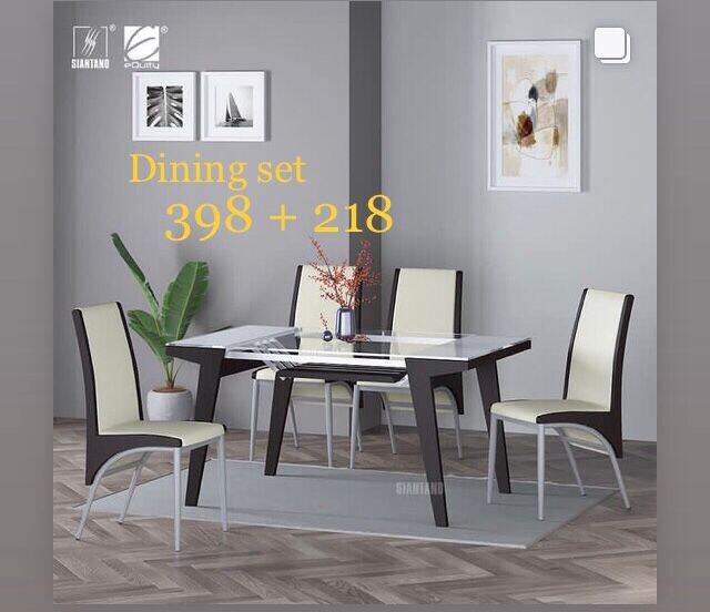 SIANTANO meja makan set 6 kursi minimalis premium DT 398 DC 218 ...