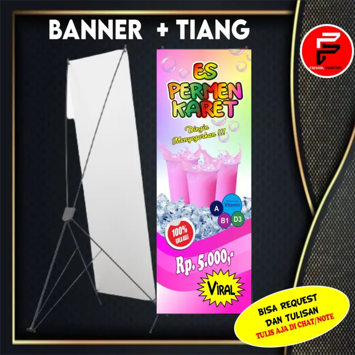 Banner Kustom + Tiang / X Banner Fullset Ukuran 60 x 160 cm | Lazada ...