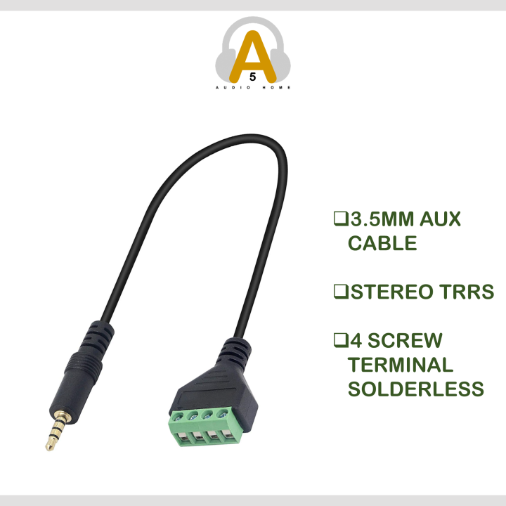 3.5mm TRRS 4 Pole Stereo Jack Male to 4 Screw Terminal Female Block ...