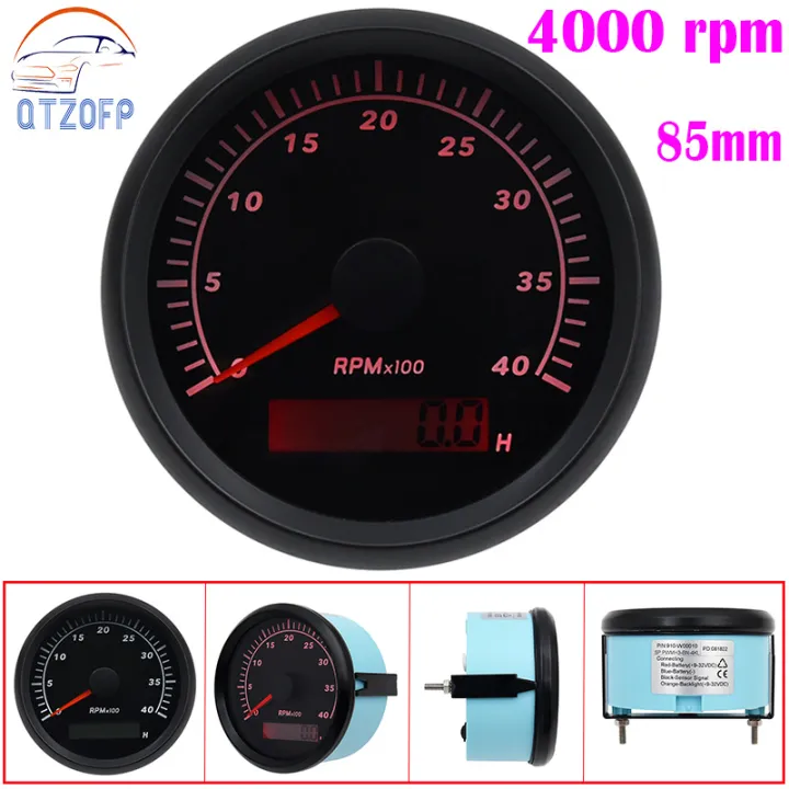 【new Blue color】85mm Marine 3000rpm 4000 RPM Tachometer Gauge ...