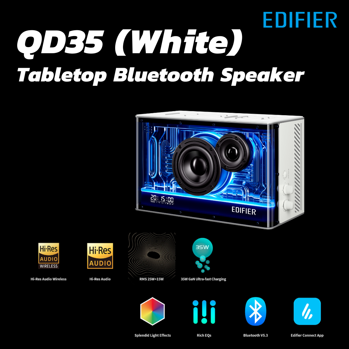 EDIFIER MULTIMEDIA SPEAKERS QD35 (WHITE) รับประกัน 1 ปี โดย Devas ...
