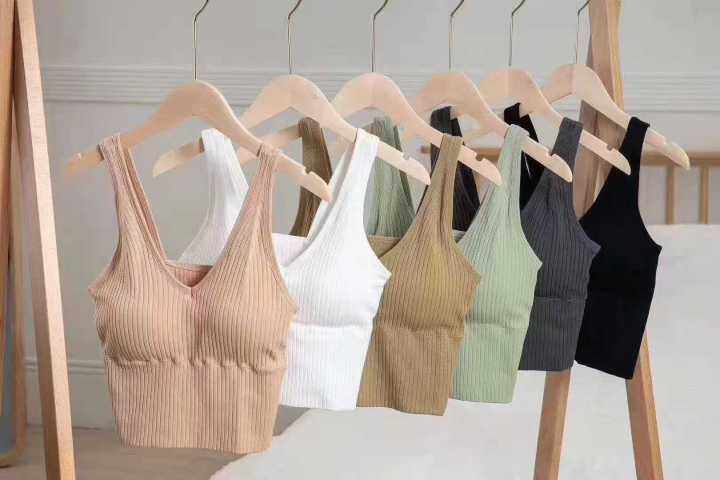 Women's seamless padded tank removable padded long seemless bralette ...